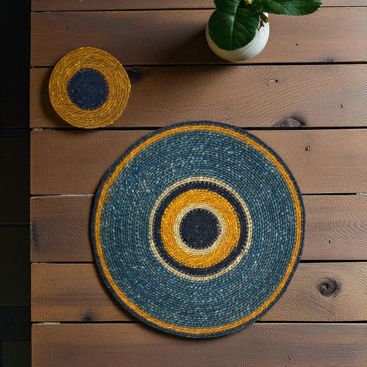 Seagrass Coaster - Midnight Blue / Tuscan Yellow
