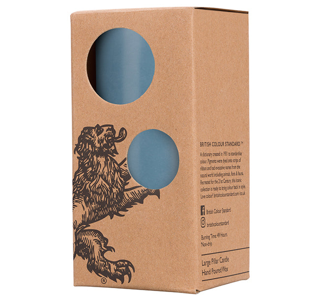 BRITISH COLOUR STANDARD - Pompadour Blue Eco Pillar Candle, 15cm