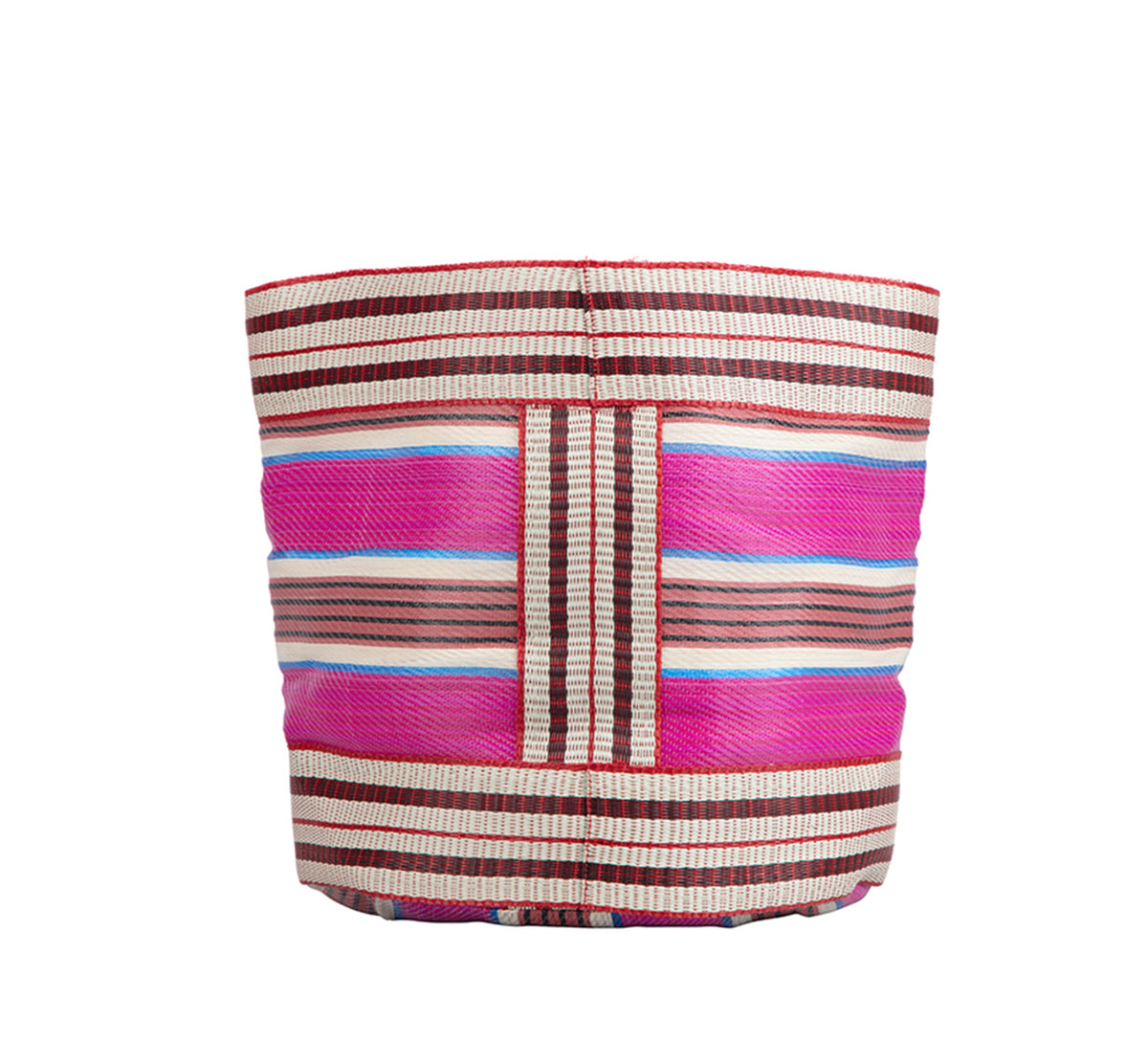 Large 25 cm - Eco Woven Plant Pot Cover in Neyron Pink, Pompadour & Pe